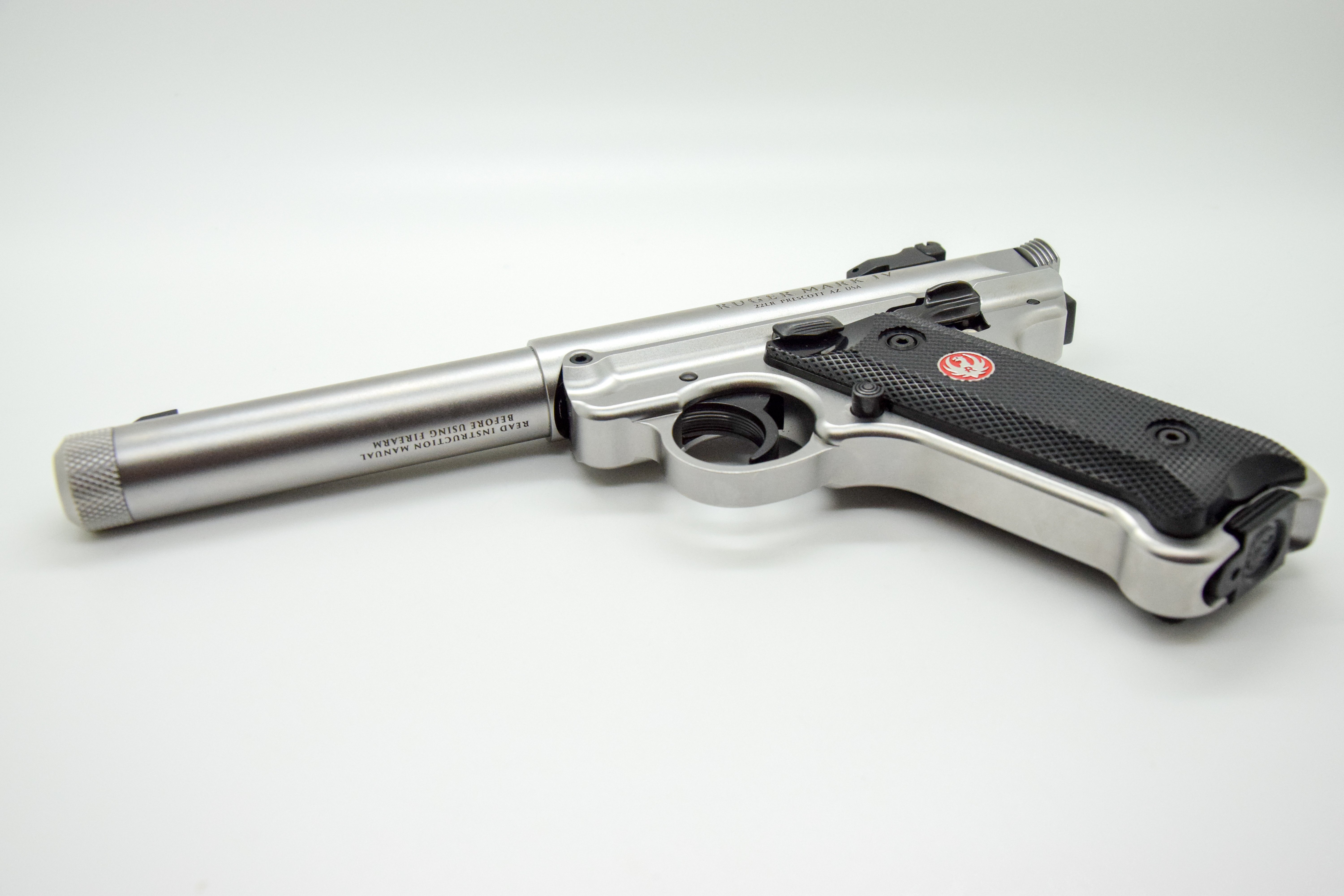 Mark IV Target w/threaded barrel, .22LR, 5,5", stainless - Ruger Mark ...